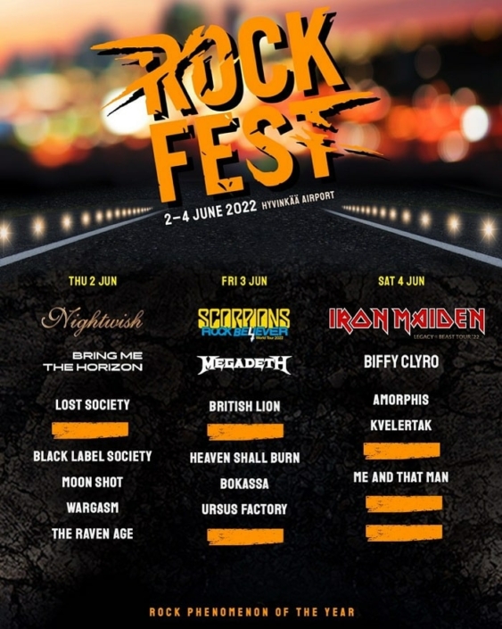 A first selection of names for the 2022 line-up of Rockfest confirmed ...